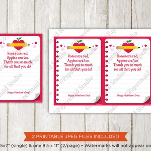 Teacher Valentine Card Printable - Teacher Valentine's Day Gift Card ...