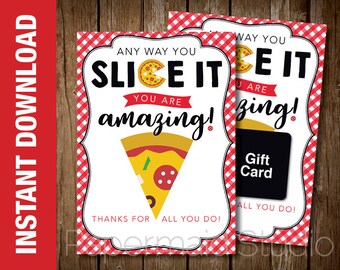 PRINTABLE Teacher Thank You Card Pizza Gift Card Holder for | Etsy