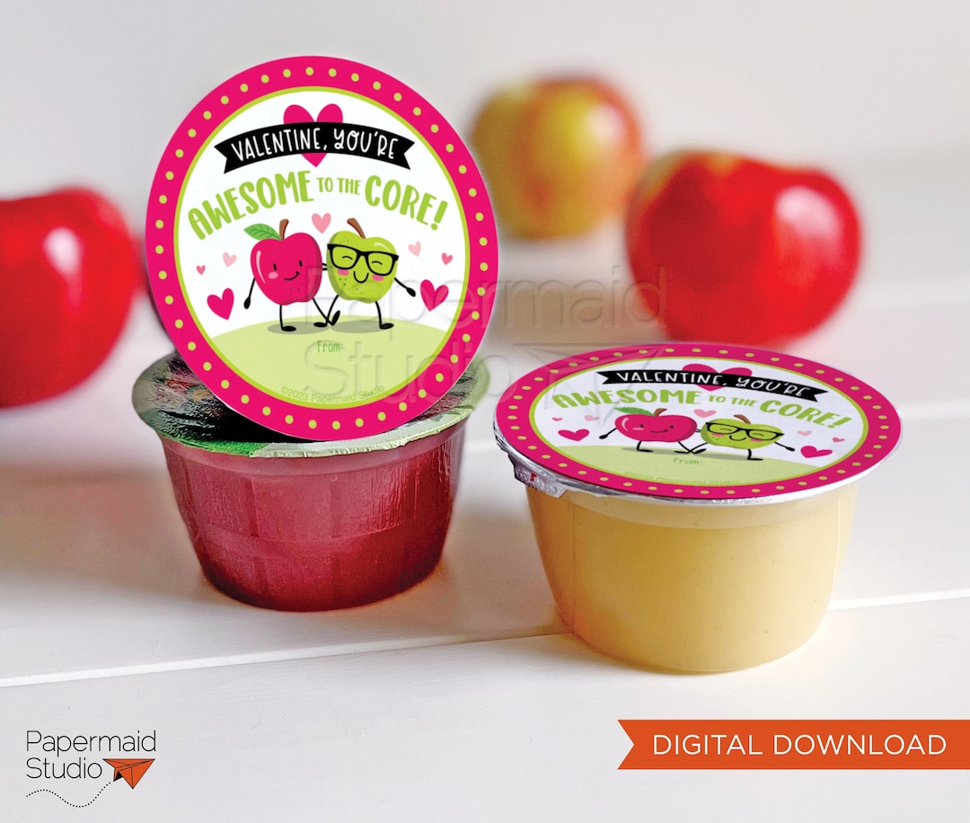 Valentine Applesauce Tags - Printable Applesauce Valentine Labels ...