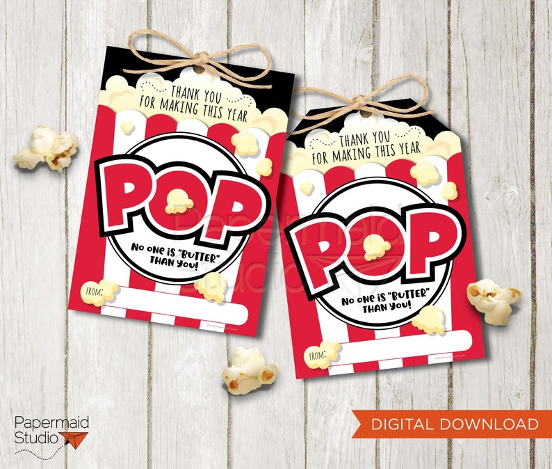 Teacher Appreciation Gift - Popcorn Teacher Appreciation Tag - Teacher ...