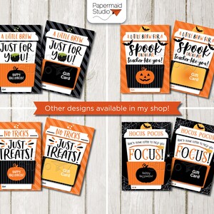 Teacher Halloween Gift Card Holder Printable - Teacher Coffee Card ...