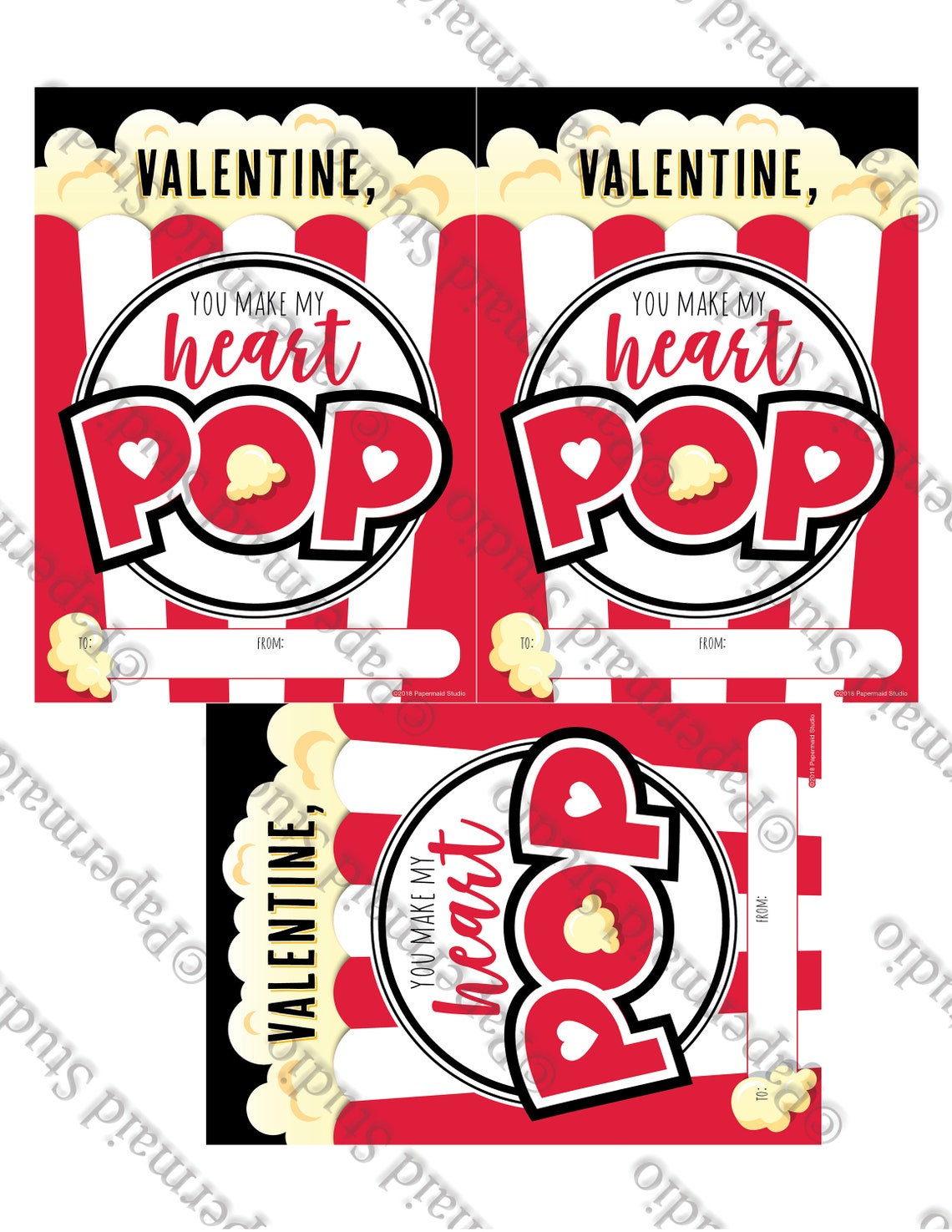 PRINTABLE Valentine Popcorn Label Wrap - Teacher Student Valentine Card ...