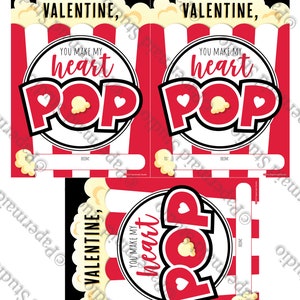 PRINTABLE Valentine Popcorn Label Wrap - Teacher Student Valentine Card ...