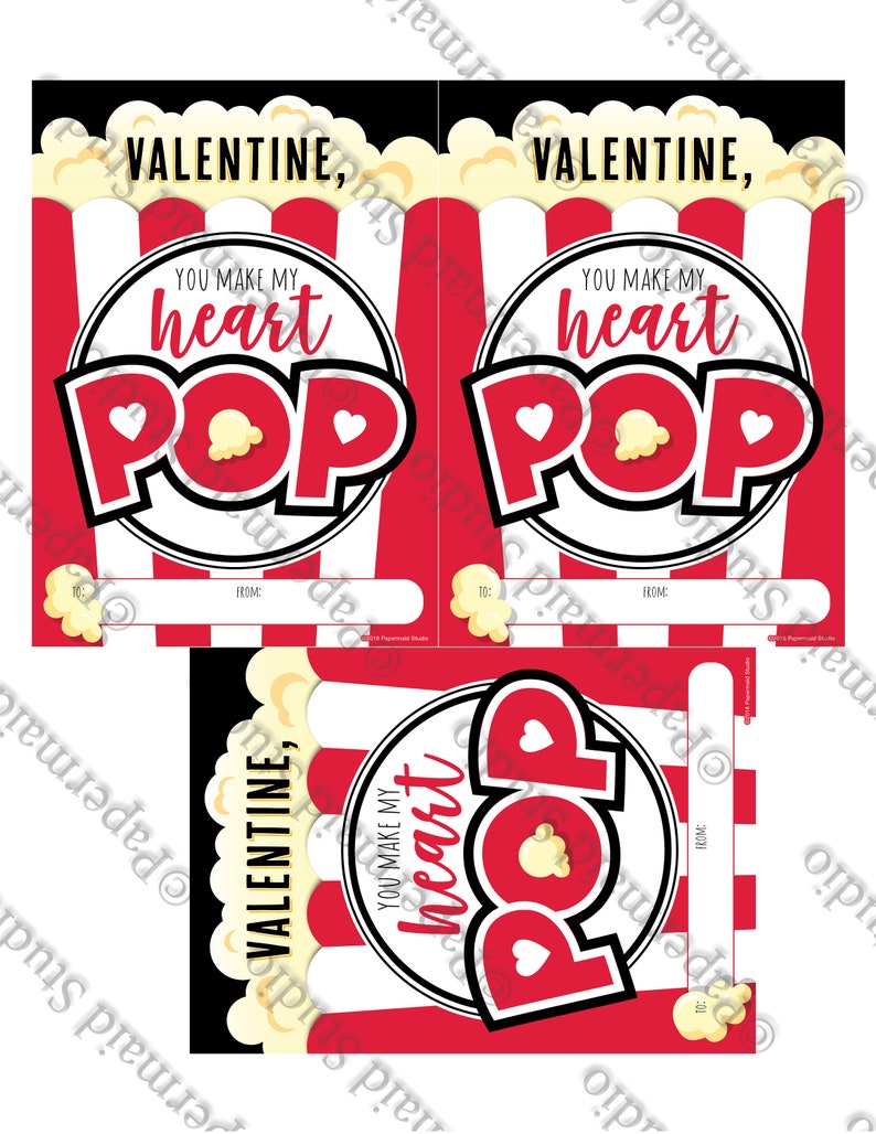 PRINTABLE Valentine Popcorn Label Wrap Teacher Student - Etsy