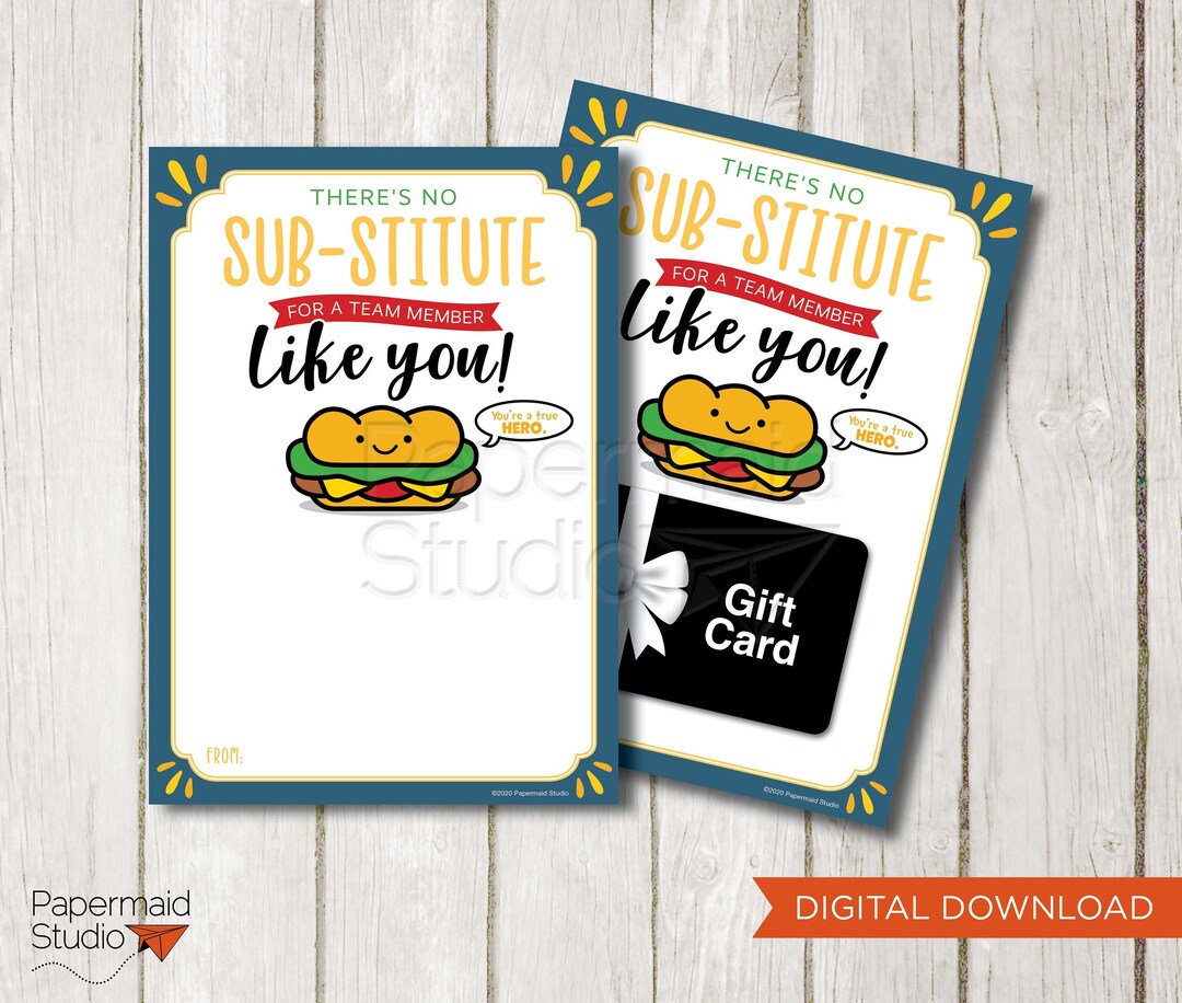 Employee Appreciation Printable Sub Sandwich Card - Staff Appreciation ...