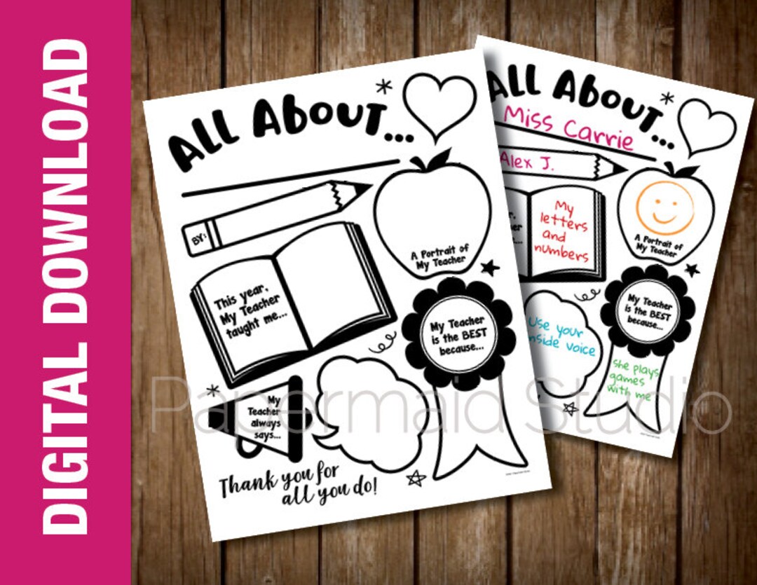 PRINTABLE All About My Teacher Thank You Card End of Year - Etsy