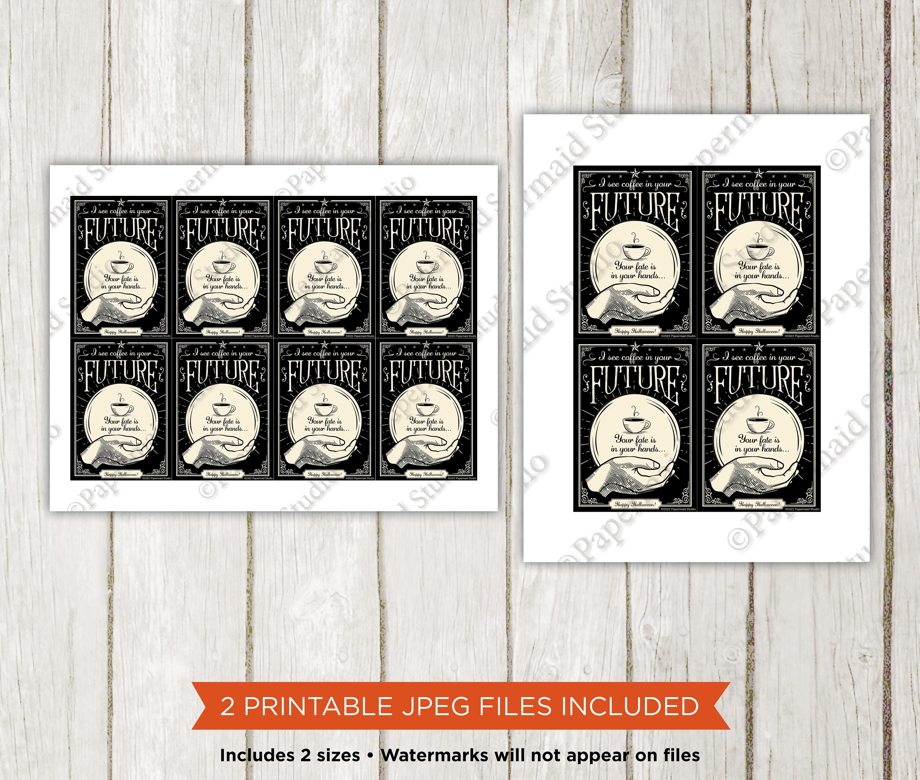 Halloween Gift Tag for Coffee Printable - Fortune Teller Coffee Card ...