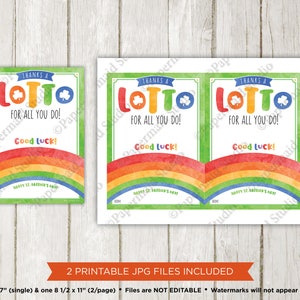 Thanks a Lotto St. Patrick's Day Card Printable - Teacher Thank You ...