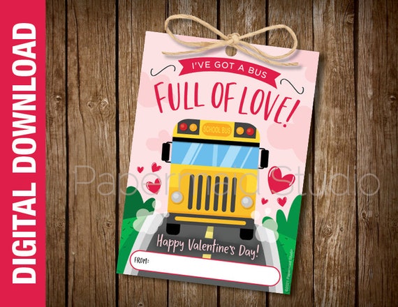 PRINTABLE Bus Driver Valentine's Day Gift Tag Valentine | Etsy