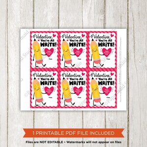 Valentine Pencil Tag Printable - Pencil Valentines Tag - You're All ...