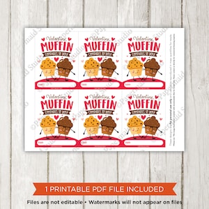 Muffin Valentine Tags - Printable Valentine Muffin Tag - Mini Muffins ...