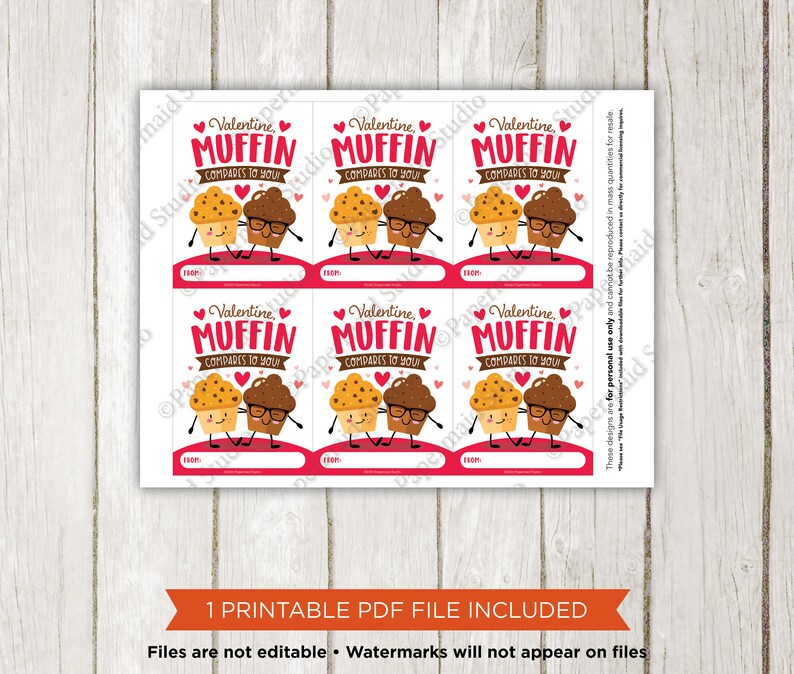 Muffin Valentine Tags - Printable Valentine Muffin Tag - Mini Muffins ...