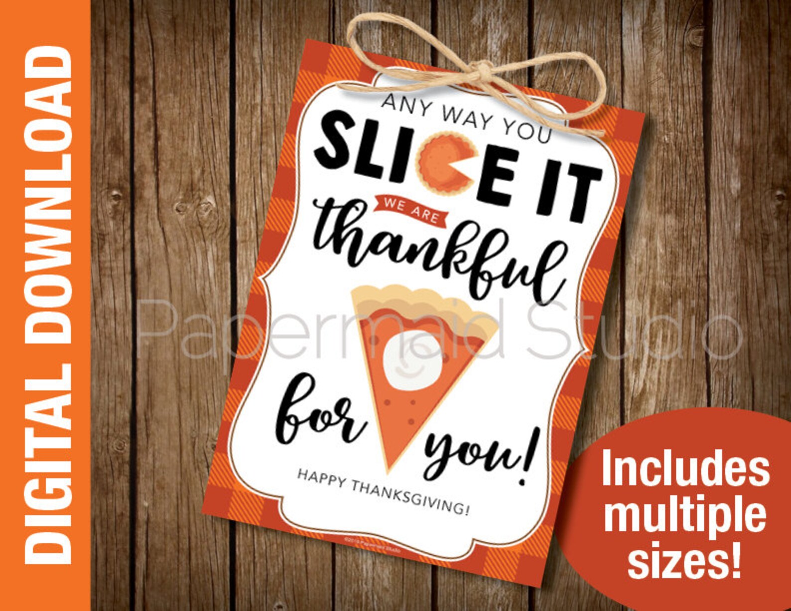 Thanksgiving Gift Tag - Pumpkin Pie Thank You Card - Teacher PTA PTO ...