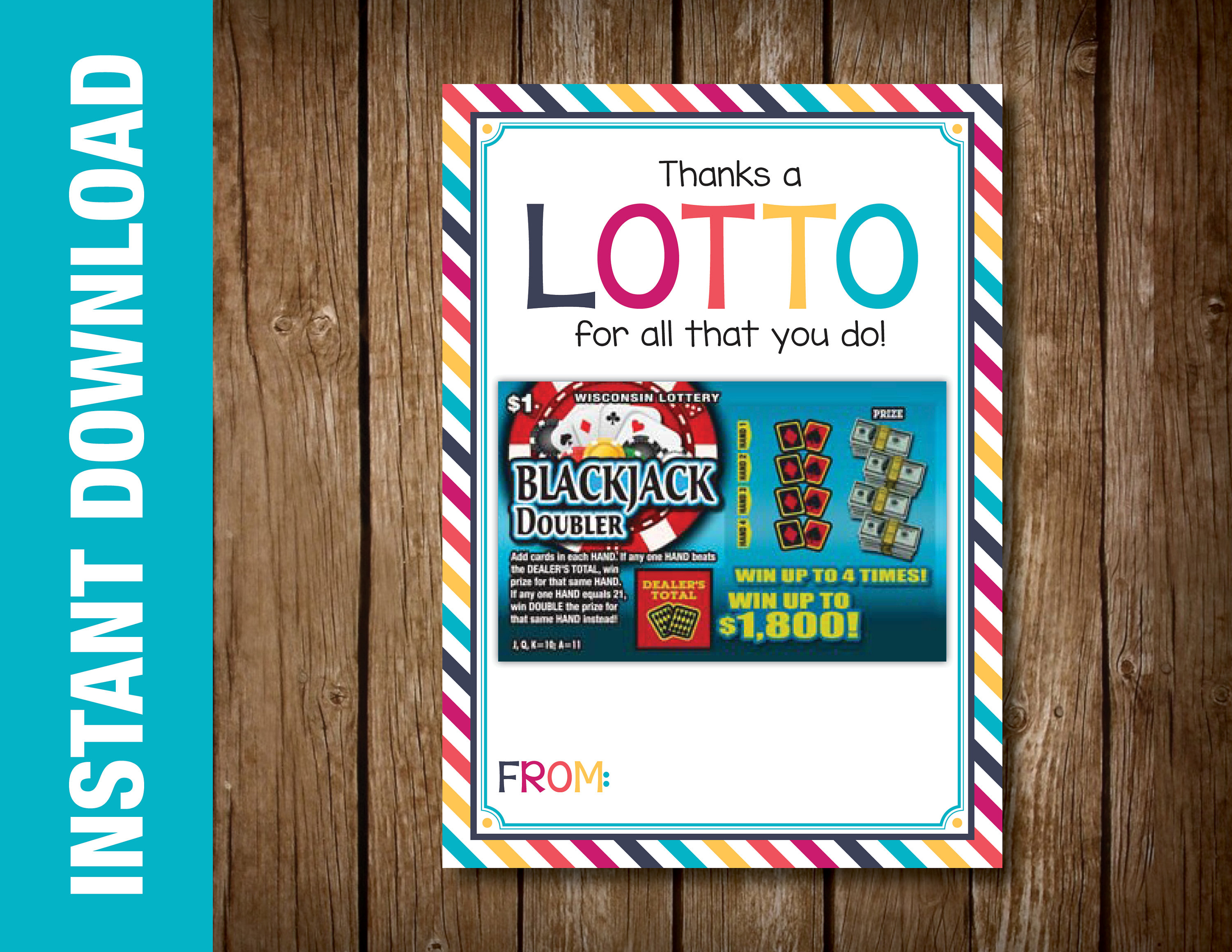 Printable Boss's Day Lottery Ticket Thank You Gift Card | Etsy