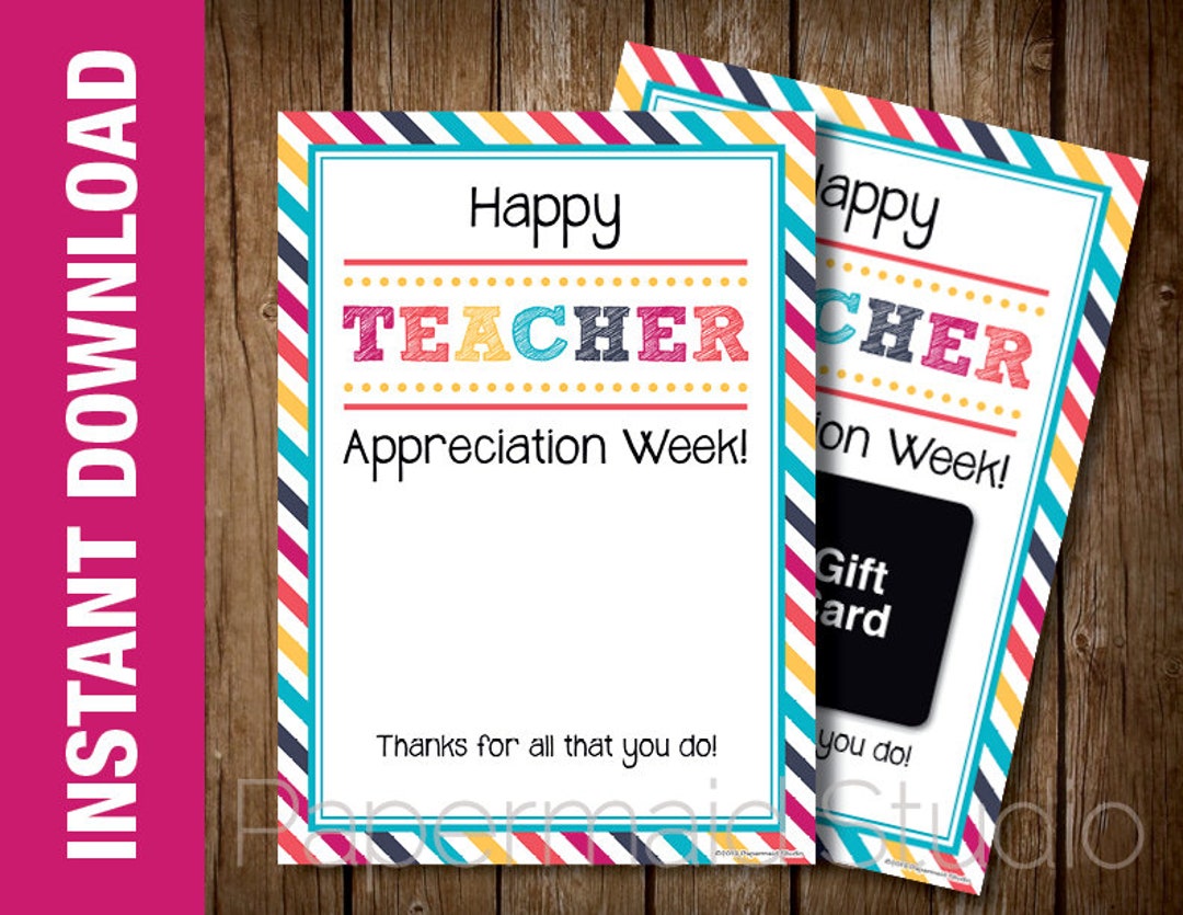 Teacher Appreciation Gift Card Holder Printable - Teacher Appreciation ...