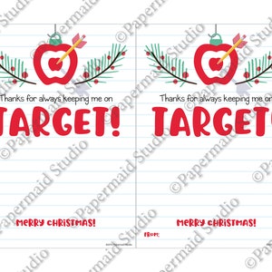 PRINTABLE Teacher on Target Christmas Gift Card Holder - Thank You ...