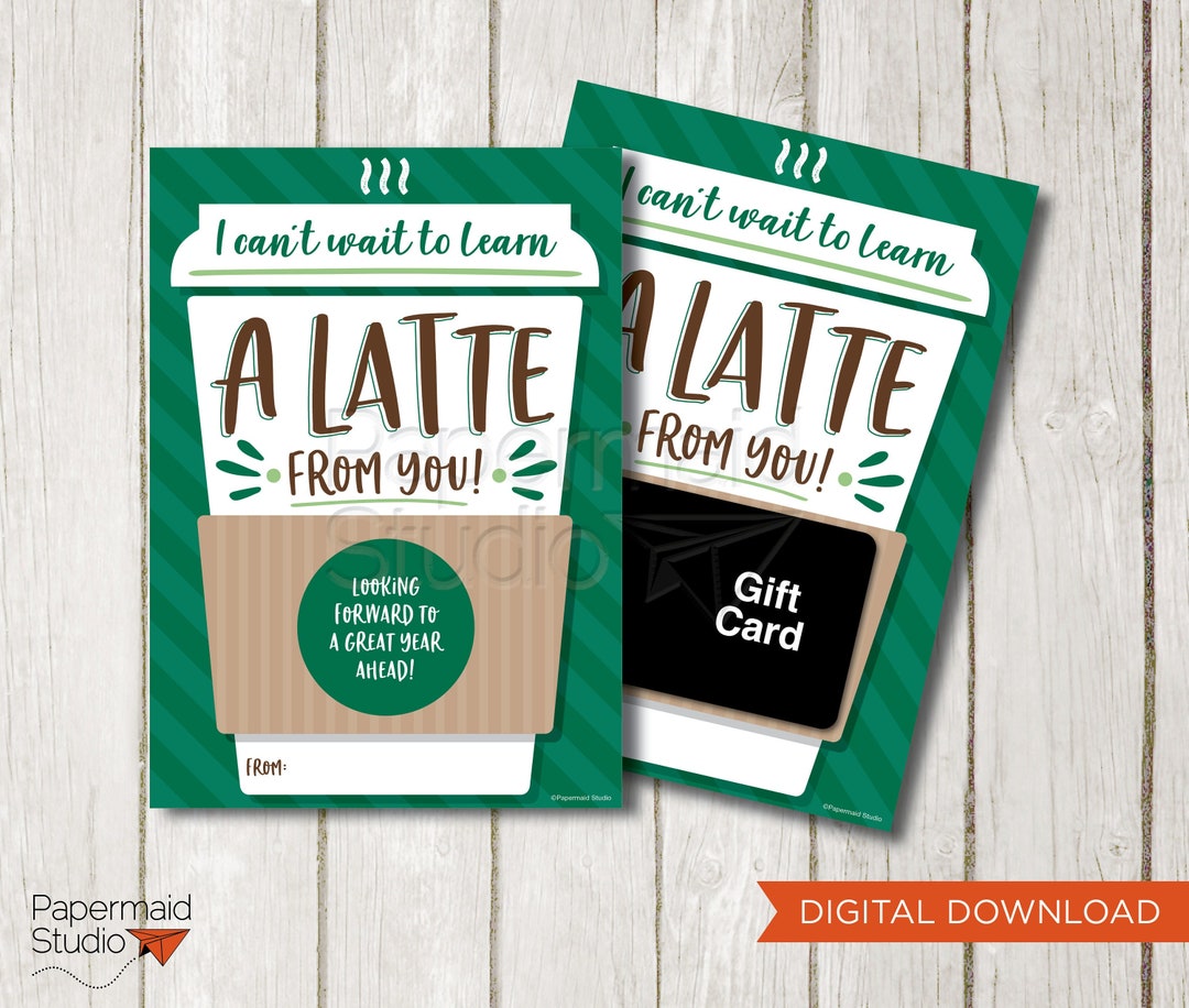 Teacher Coffee Gift Card Holder Printable Teacher Back to School Gift ...