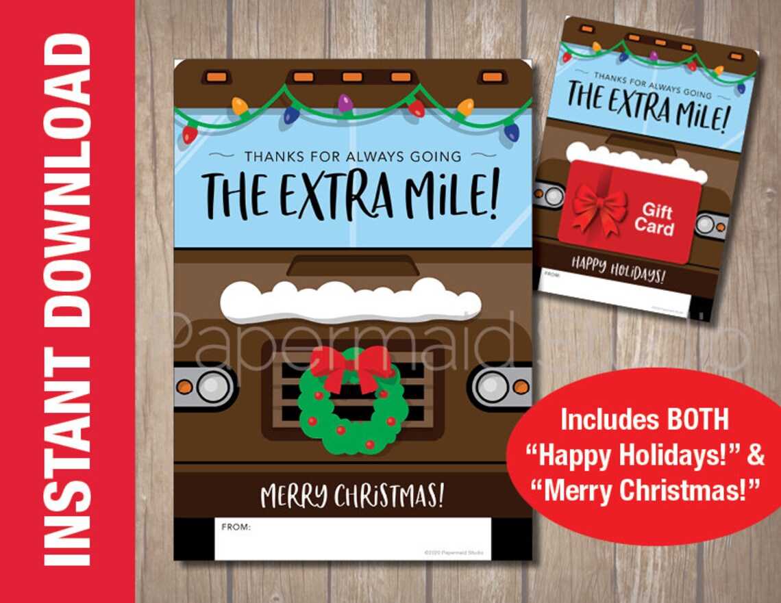 PRINTABLE Delivery Truck Driver Christmas Thank You Card - Package ...