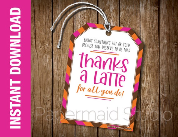PRINTABLE Coffee Gift Tag Teacher Appreciation Tag Thanks - Etsy