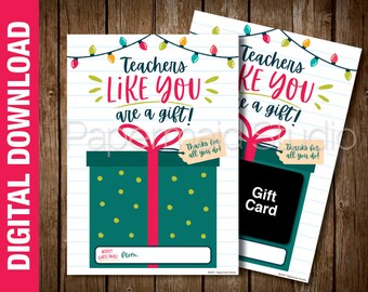 Teacher Christmas Gift Card Holder Printable Virtual | Etsy