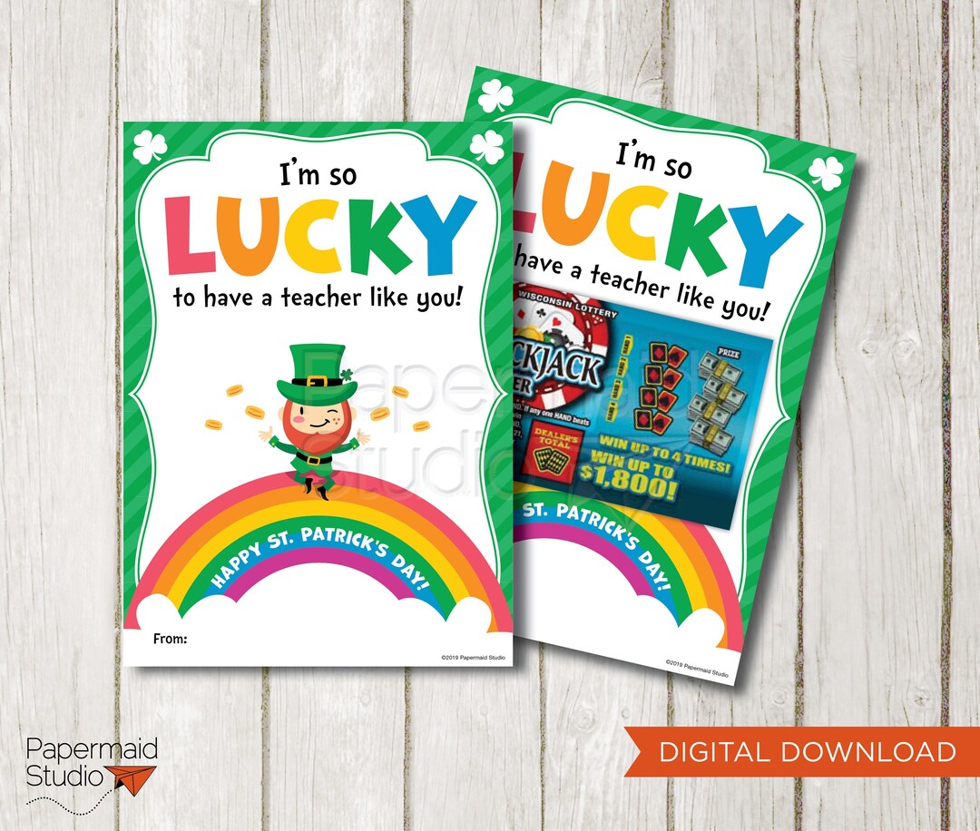 Teacher St. Patrick's Day Card Printable - Teacher Lottery Ticket Card ...