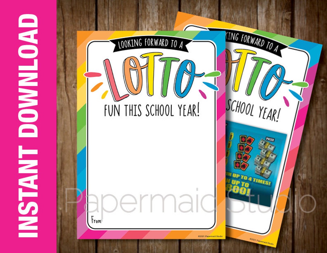 PRINTABLE Back to School Teacher Card Lottery Ticket Holder - First Day ...