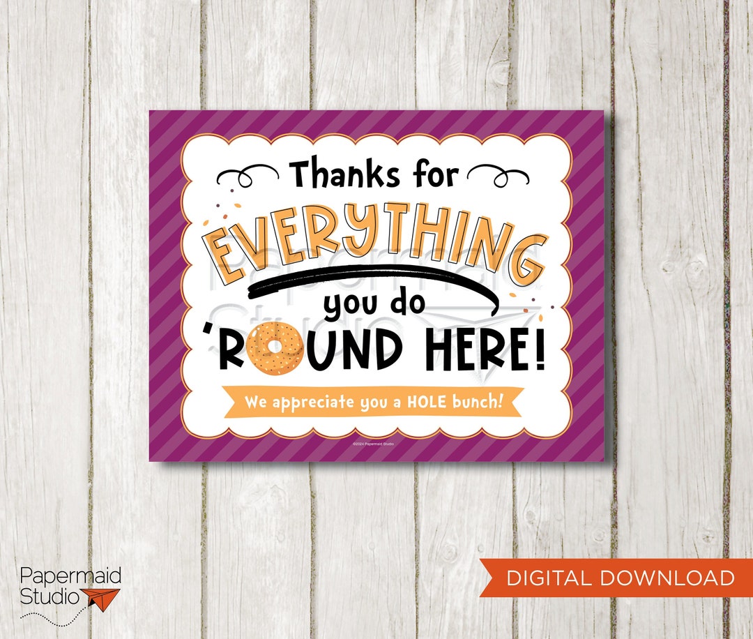 Teacher Appreciation Bagel Printable - Staff Appreciation Bagel Thank ...