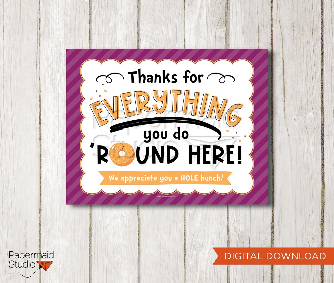 Teacher Appreciation Bagel Printable - Staff Appreciation Bagel Thank ...