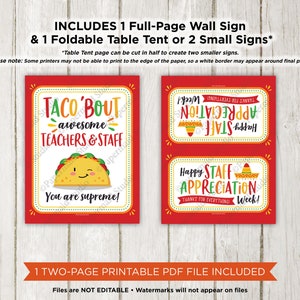 Teacher Appreciation Taco Signs Printable - Teacher Appreciation Gift ...