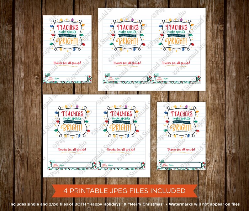 Teacher Christmas Gift Card Holder Printable Virtual - Etsy