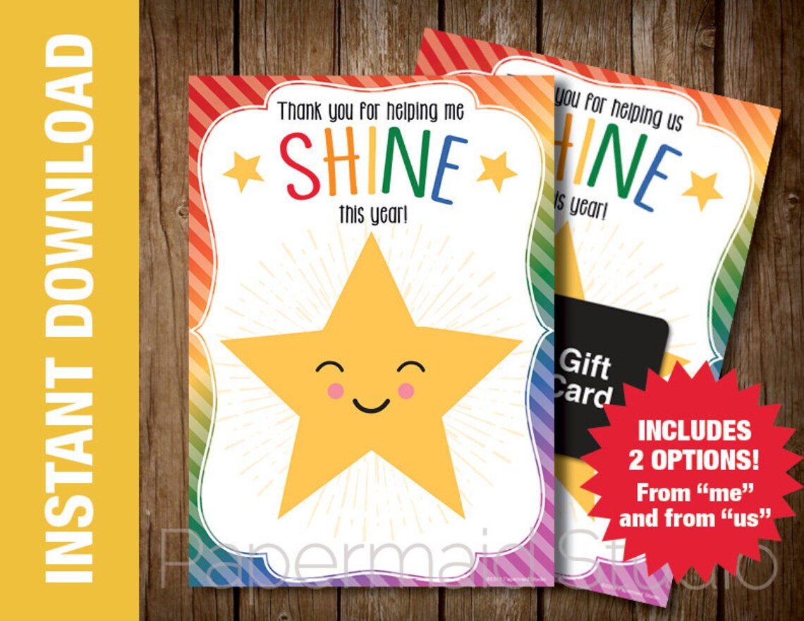 PRINTABLE Teacher Thank You Card End of Year Teacher Card - Etsy