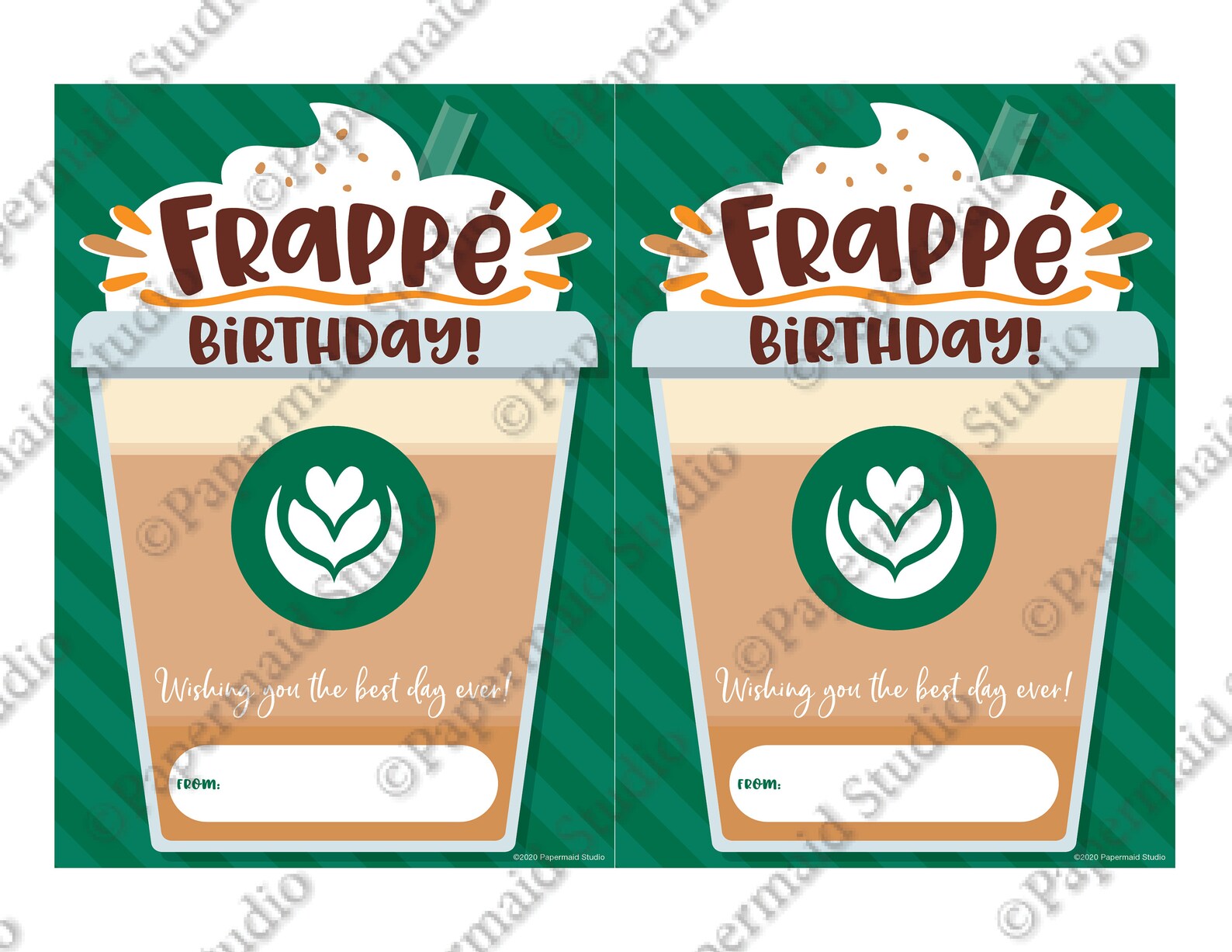 PRINTABLE Birthday Coffee Gift Card Holder Frappe Iced - Etsy