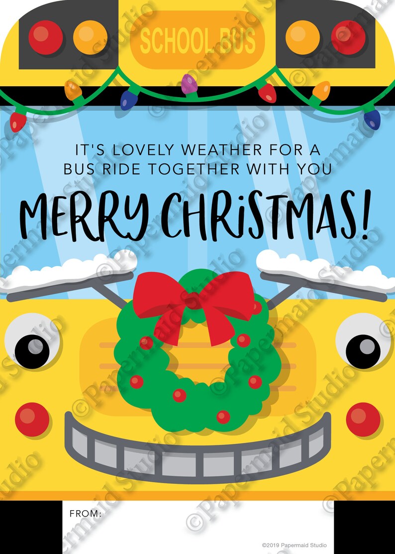 PRINTABLE Bus Driver Christmas Card Thank You Printable Bus | Etsy