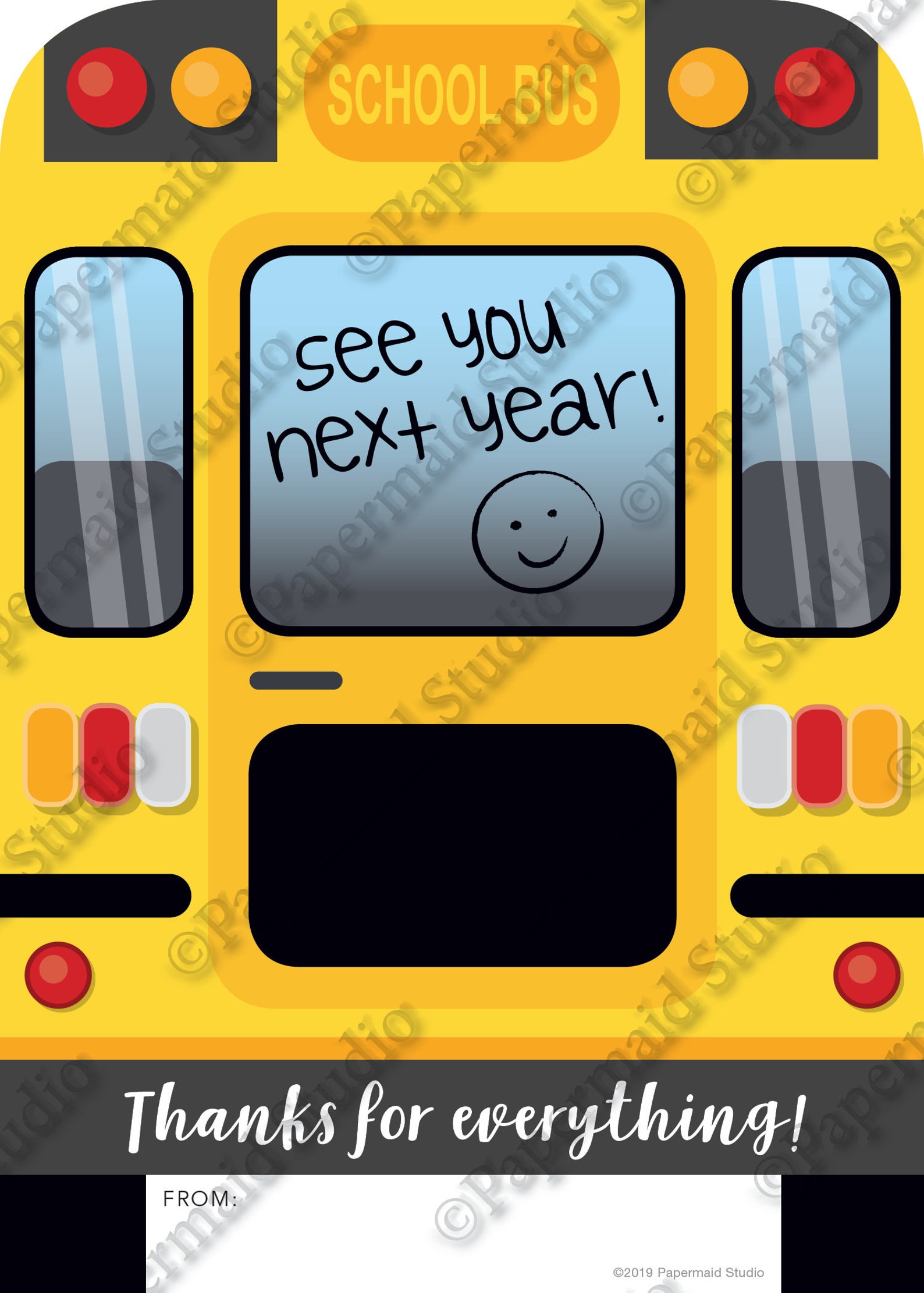 PRINTABLE Bus Driver Thank You Card Printable Bus Driver - Etsy