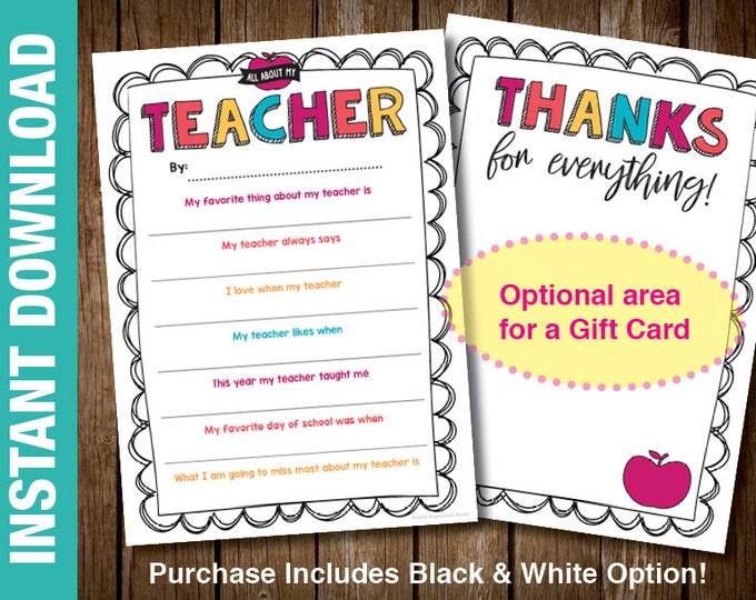 PRINTABLE Teacher Appreciation, Fill in the Blank, for Teacher, Dragon ...