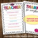 PRINTABLE All About My Teacher Thank You Card End of Year | Etsy