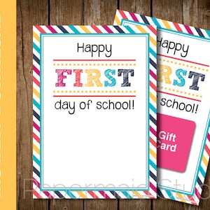 PRINTABLE Back to School Teacher Gift Card Holder First Day of School ...