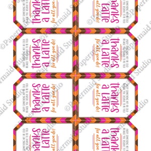 PRINTABLE Coffee Gift Tag - Teacher Appreciation Tag - Thanks a Latte ...