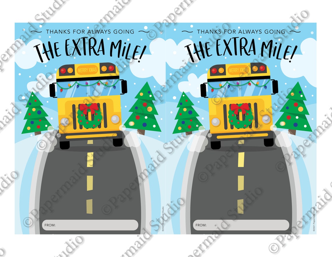 PRINTABLE Bus Driver Christmas Card Thank You Printable Bus - Etsy