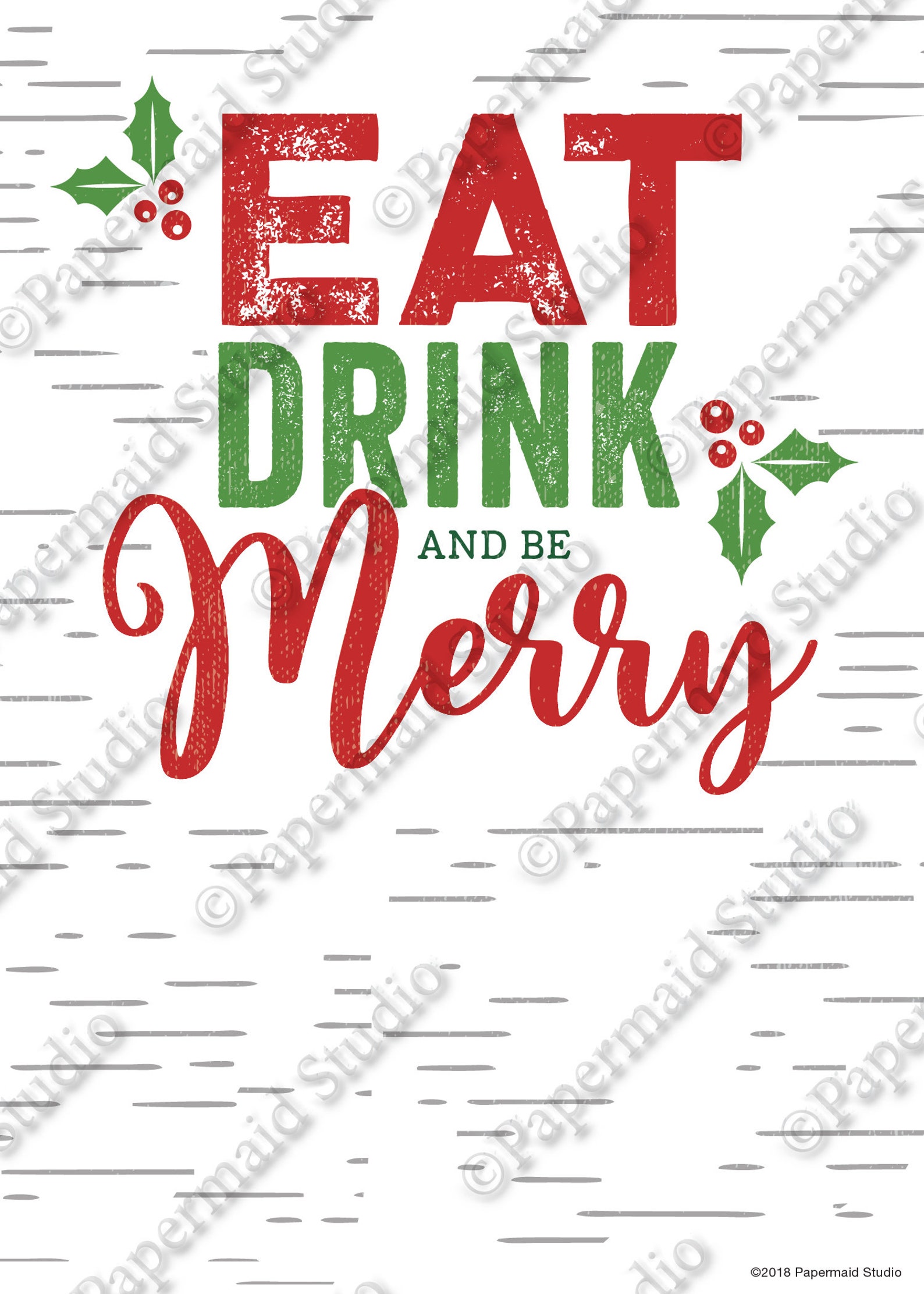 PRINTABLE Food and Drink Christmas Card Restaurant Holiday - Etsy