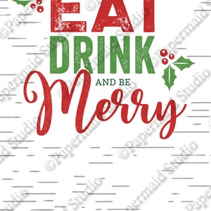 PRINTABLE Food and Drink Christmas Card -- Restaurant Holiday Card ...