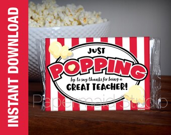PRINTABLE Teacher Appreciation Week Popcorn Gift Card Holder | Etsy