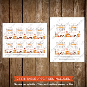 Teacher Thanksgiving Gift Tag Printable - School Teacher Thanksgiving ...