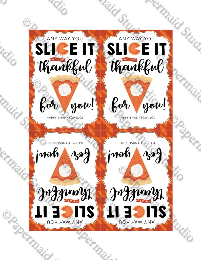 Thanksgiving Gift Tag - Pumpkin Pie Thank You Card - Teacher PTA PTO ...