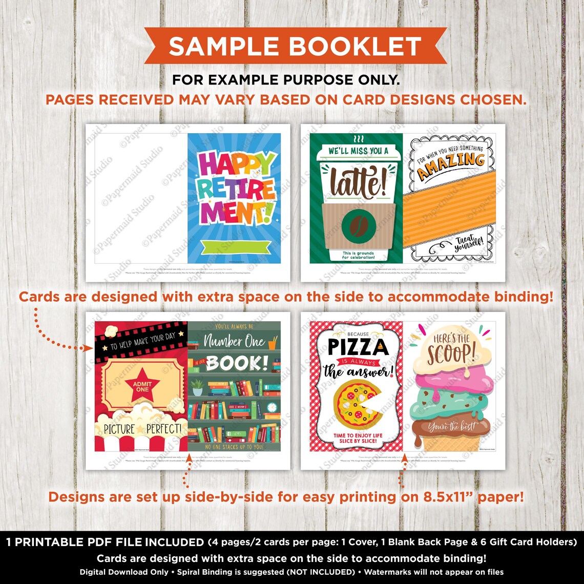 Retirement Gift Card Book Printable - Coworker Gift Card Booklet - Boss ...