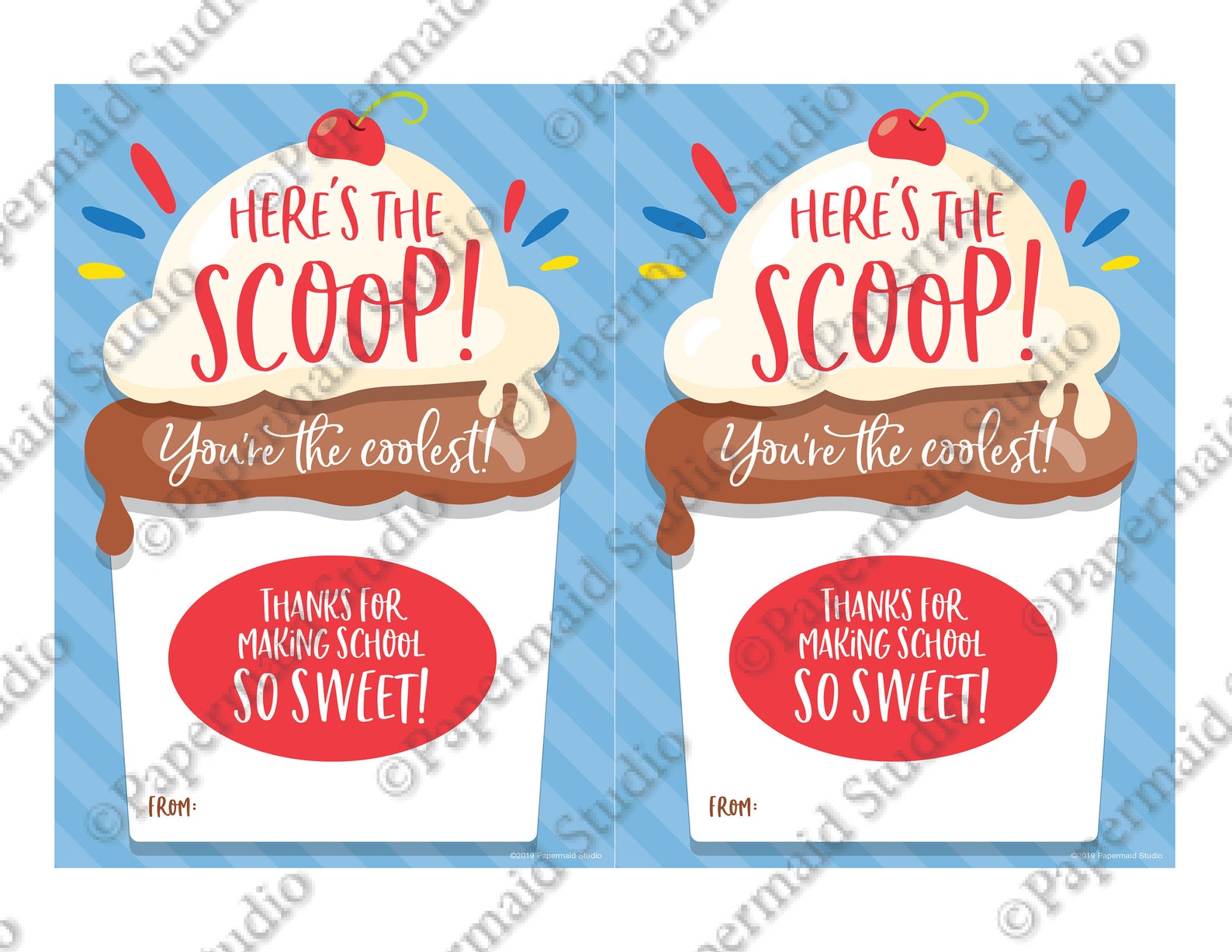 Teacher Ice Cream Gift Card Holder Printable Teacher | Etsy