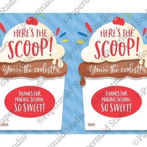 Teacher Ice Cream Gift Card Holder Printable - Teacher Appreciation ...