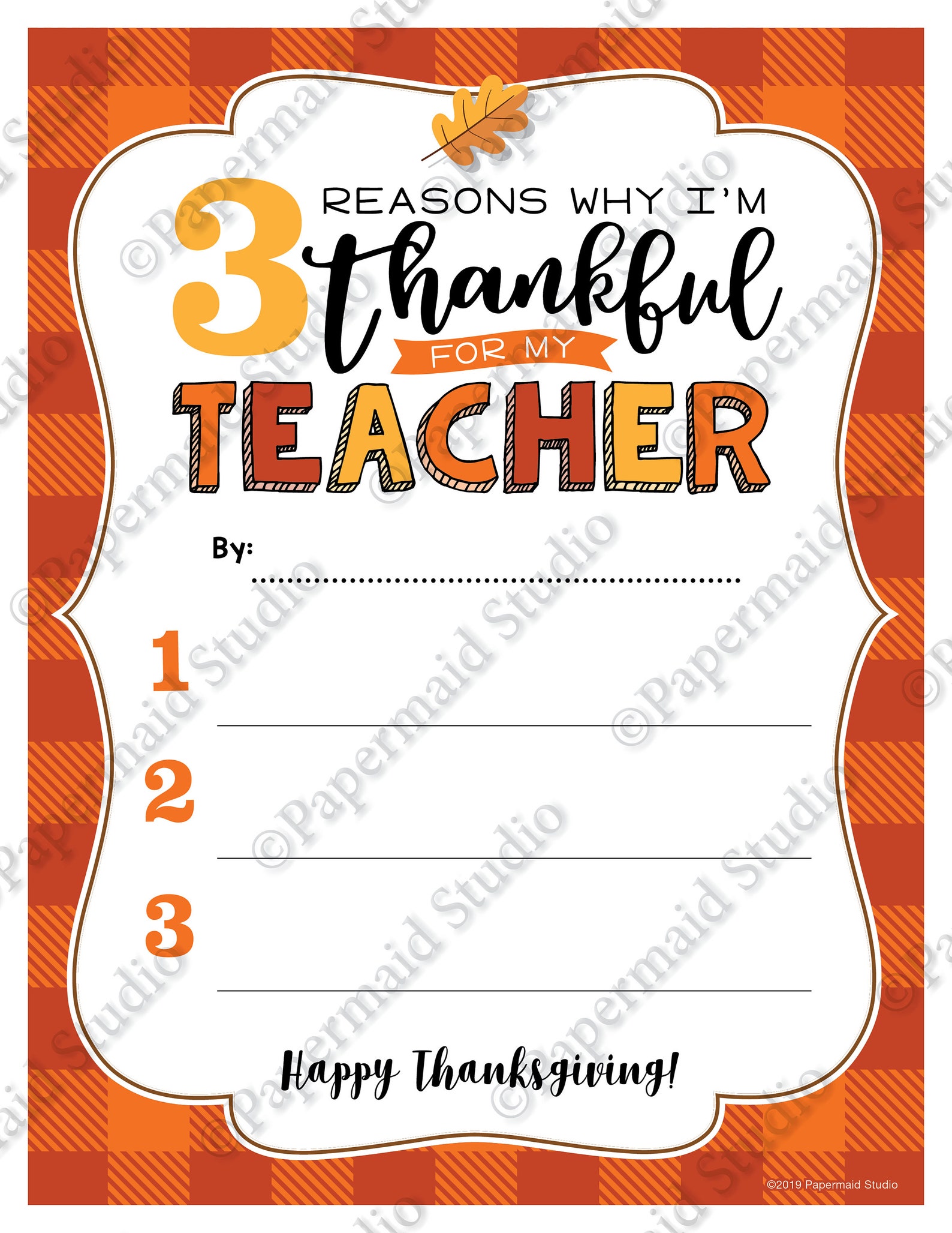 PRINTABLE Teacher Thanksgiving Card School Teacher | Etsy