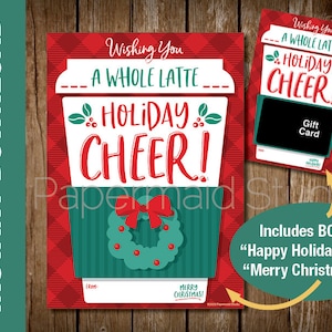 PRINTABLE Christmas Coffee Gift Card Holder - Thanks a Latte Teacher ...