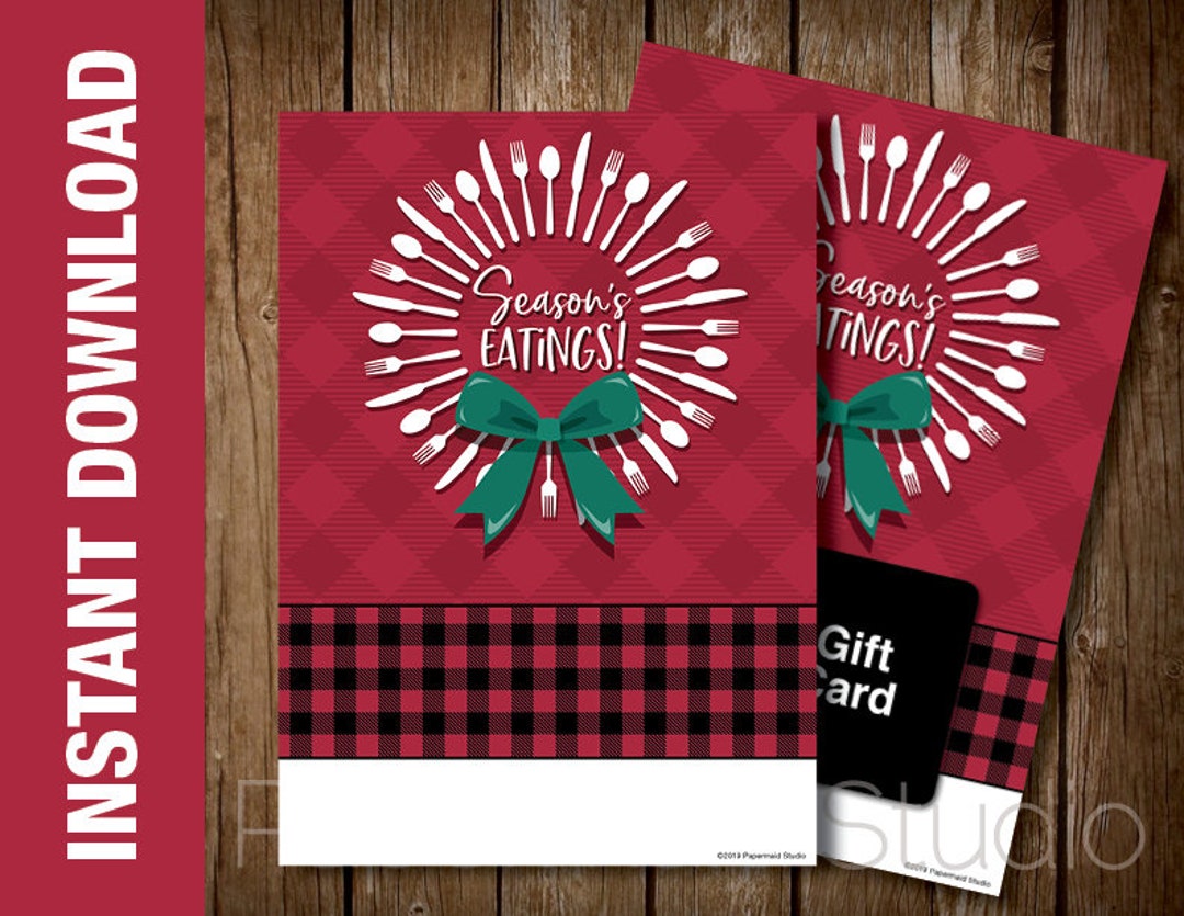 PRINTABLE Christmas Restaurant Gift Card Holder Restaurant Holiday Card ...